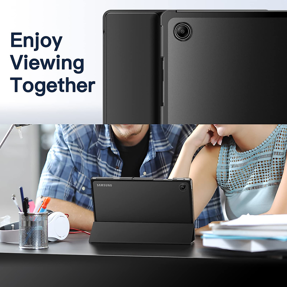 JETech Case for Samsung Galaxy Tab A8 10.5-Inch 2022 (SM-X200/X205/X207), Slim Translucent Back Tri-Fold Folio Stand Protective Tablet Cover, Auto Wake/Sleep (Black)