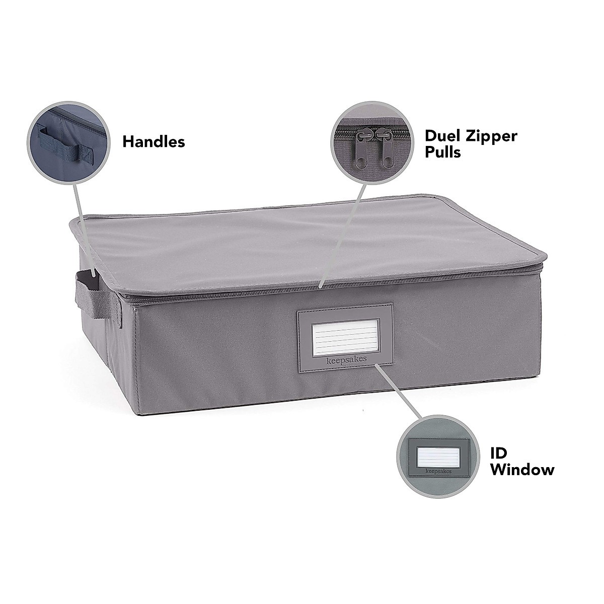 Covermates Keepsakes - Zip-Top Storage Box - Heavy Duty Polyester- Reinforced Handles - Stackable Design - Indoor Storage-Graphite
