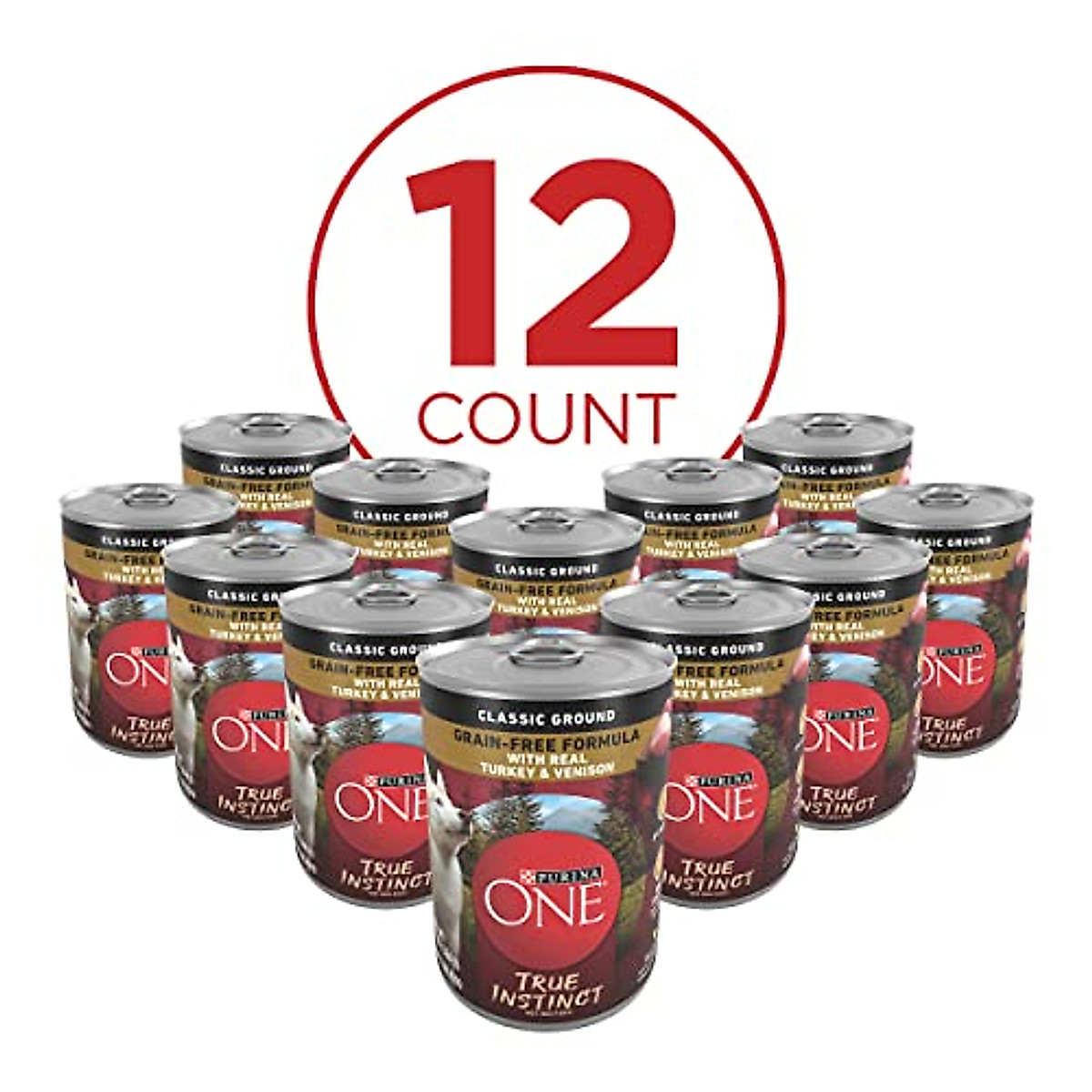 Purina ONE Wet Dog Food True Instinct Classic Ground Grain-Free Formula With Real Turkey And Venison High Protein Wet Dog Food - (Pack of 12) 13 oz. Cans