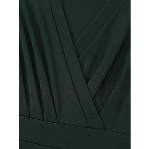 Fall Clothes for Women 2022, Black Formal Dresses Neutral Dress Short Sleeve Dress Wedding Women's Long Stylish Casual V-Neck Slim Dress with Pockets Women's Winter Dresses Under (L, Green)