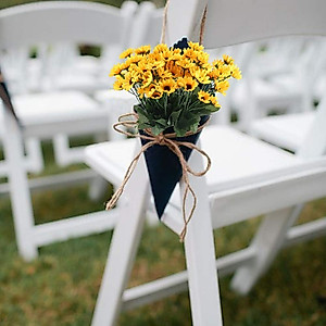 4 PCS Artificial Sunflower Small Silk Flowers with 22 Fake Sunflowers Heads Small Daisy Mums with Stems Realistic Flowers for Outdoors Yellow Flowers Artificial for Decoration Centerpieces Wedding