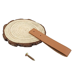 Rierdge Leather Wall Hooks, 4 Pcs Brown Wall Mounted Leather Straps Hanger, Leather Strap Towel Hook Shelf Holder for Kitchen Bathroom Bedroom