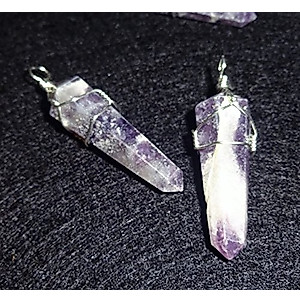 Sublime Gifts 1pc Lepidolite Natural Premium Crystal Cut Healing Gemstone Wire Wrapped with Loop Point Pendant