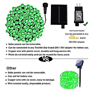 Twinkle Star Solar Halloween String Lights, 98FT 300 LED 8 Modes Solar Powered Starry Fairy Light Waterproof, Outdoor/Indoor Christmas Decor for Garden Yard Holiday Party Wedding, Green