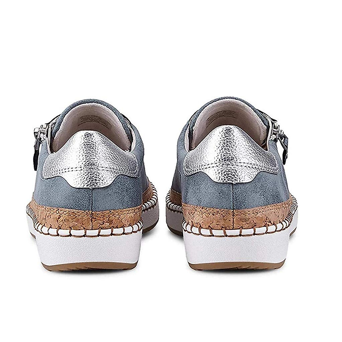 TUU Ladies Printing Flat Round Toe Tie up Large Size Slip-on Casual Shoes