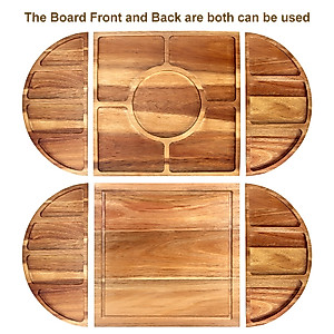 Extra Large Wood Charcuterie Boards Set Gift 24" x 12" Wooden Cheese Board Magnetic Acacia Serving Boards Big Grazing Charcuterie Tray Cheese Meat Platter for Bridal Shower Wedding Housewarming Gifts