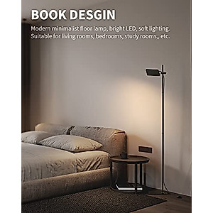 VISDANFO Modern Floor Lamp, 360 Degree Rotation Sky LED Floor lamp Office Lighting, Bright LED Standing Pole Light, Tall Lamps for Living Room,Bedroom,Reading,Study Room (Black)