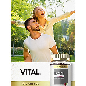 Carlyle Iron Gummies | Plus B-Complex Vitamins | 60 Vegan Gummies | Grape Flavor | Non-GMO, Gluten Free Supplement