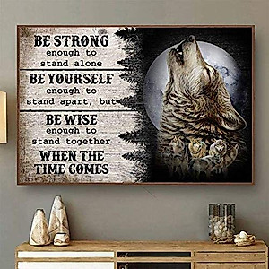 Guffman Be Strong Be Yourself Be Wise Wolf Moon Wall Decor Poster Retro Art Wall Decor Metal Sign Poster 8x12 inch