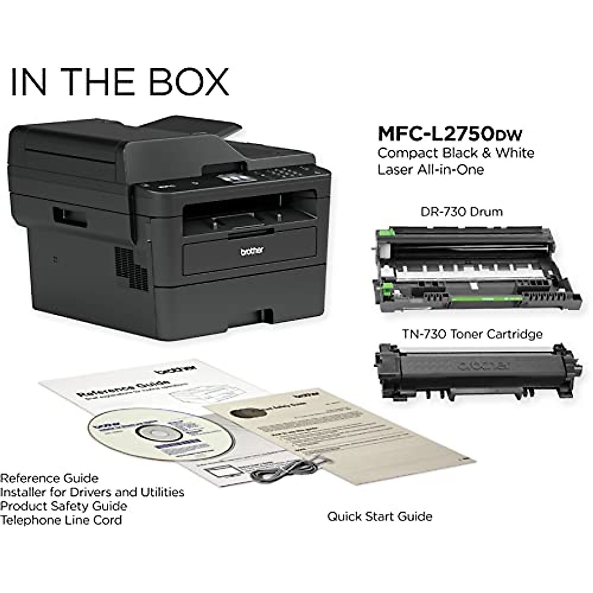 Brother MFC-L27 50DW Monochrome Compact All-in-One Laser Printer, Wireless and NFC, 36ppm, 2.7” Color Touch, Automatic Duplex (2-Sided), Refresh Subscription Eligible, Durlyfish