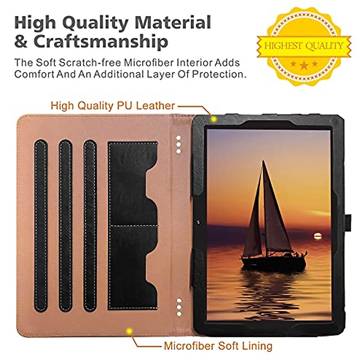Grifobes All New Kindle Fire HD 10 Tablet & Fire HD 10 Plus (11th Generation,2021 Released) Case, Smart Auto Sleep/Wake Multi-Angle Stand Folio Cover with Stylus Holder/Pocket (Black+Brown)