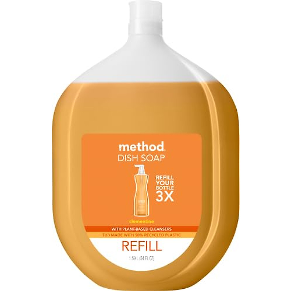 Method Gel Dish Soap, Refill, Clementine, Recylable Bottle, Biodegradable formula, 54 Fl Oz (Pack of 1)