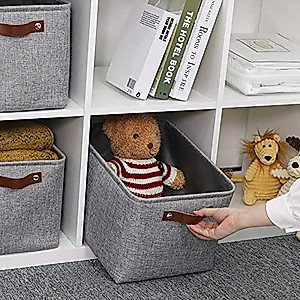 HNZIGE Storage Basket Bins(3 Pack) Large Collapsible Storage baskets for organizing Shelf Closet Bedroom, Perfect Storage Box with Handles for Closet, Clothes, Toy, Home?Gray, 15" x 11" x 9.5"?