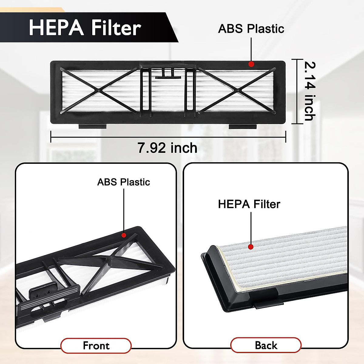 Replacement Parts for Neato Botvac D Series D3 D4 D5 D6 D7 D75 D80 D85 Robot Vacuum Cleaner Accessory Kit Including 2 Main Brushes, 2 Hepa Filters, 6 Side Brushes
