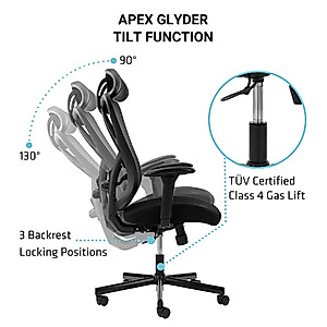 Progressive Desk Ergonomic Office mesh Chair with Cushion seat and armrest. Fully Adjustable and Reclining - Apex Glyder