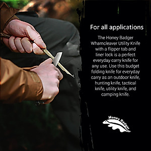 Western Active Honey Badger Wharncleaver Pocket Knife, Steel Blade Everyday Carry Knife, Pocket Knife, Tactical Knife and Folding Knife with Deep Carry Pocket Clip - (Medium Blue HB1041)