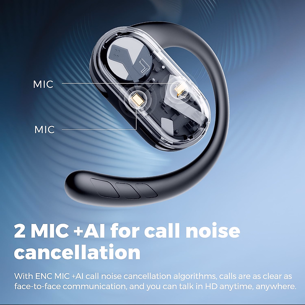 SoundPEATS Breezy Open Ear Headphones, 40Hrs Playtime, 90° Adjustable Wireless Earbuds, Bluetooth 5.4 Earphones, 12mm Drivers, 4 Mics with AI Call Noise Cancellation