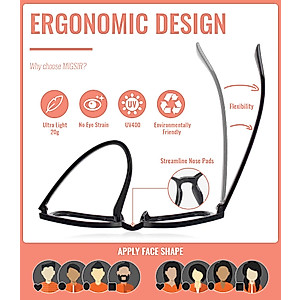 MIGSIR 6 Pack Blue Light Blocking Glasses for Computer Gaming, Fashion Fake Anti Eye Strain Eyeglasses for Women Men (A1 5 Pack Mix)