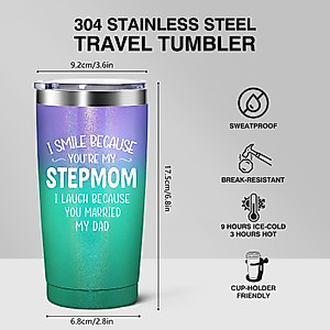 WOELIVE Stepmom Gifts - Best Stepmom Ever Stainless Steel Coffee Mug Tumbler with Lid - Birthday Gift for Bonus Mom, Christmas Gifts for Stepmom, 20oz Insulated Stepmom Tumbler