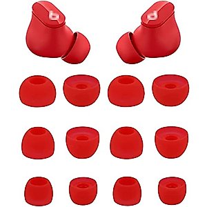 ALXCD Ear Tips Compatible with Beats Studio Buds, S M L 3 Sizes 6 Pairs Soft Silicon Earbuds Tips Eartips, Replacement for Beats Studio Buds, 6 Pairs, Red