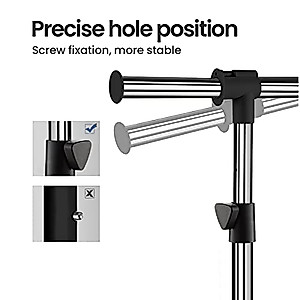 LiaMeE Freestanding Rolling Adjustable Clothes Rack for Wardrobe with Single Bar, Laundry Room Organization Shelves, Vertical Hanging Rack for Commercial Displaying, L44.9 x W20.1 x H63 in