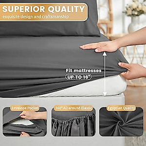 Bedlifes Full Size Sheet Sets- Cooling Sheets-Ultra Soft-Silky-Breathable-Deep Pocket- 1800 Series Bedding Set Microfiber Bed Sheets Full Size Dark Grey 4 Pieces