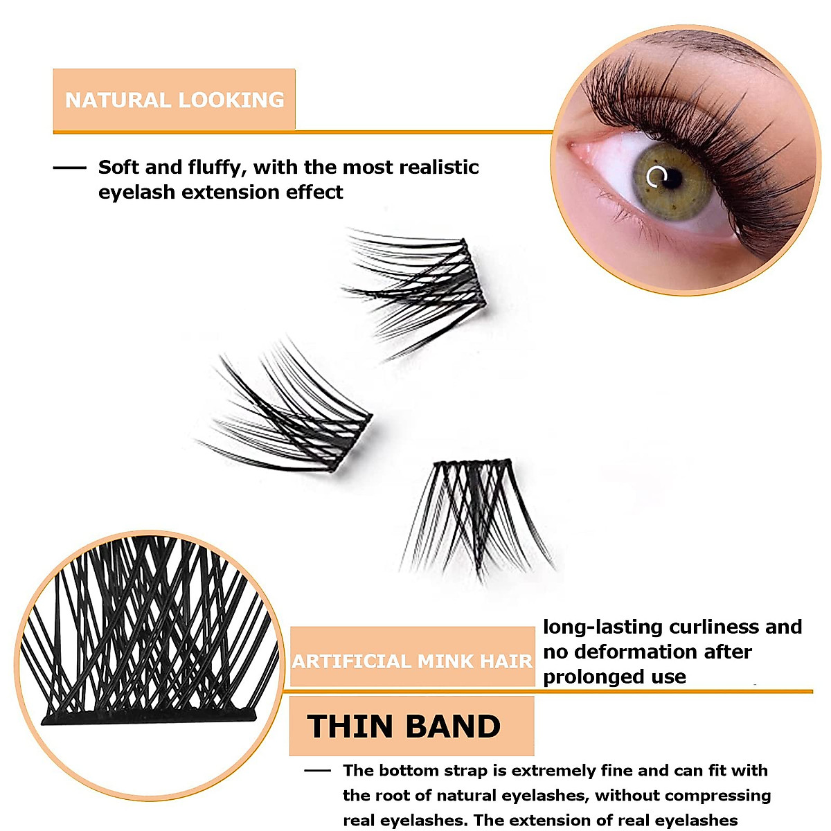Lash Clusters Diy Eyelash Extensions: 100pcs Lash Extension Clusters D Curl Mix 10-16mm, Natural Thin Band & Soft, DIY Eyelashes Extension at Home