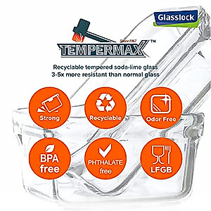 Rectangular Handy Tempered Glass Food Container 2500ml - Glasslock Airtight Anti Spill RP602