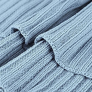 uxcell 100% Cotton Knitted Throw Blanket for Sofa and Couch Soft Lightweight Cable Knit Blanket Home Decors Blanket, Columbia Blue 50" x 60"