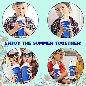 Slushy Maker Cup, 12 Oz -DIY Instant Icy Frozen Drinks in Moments - Magic Ice Slushie Squeeze Cooling Cuppie with Lid - Tik Tok Easy Freeze Design with Straw and Cleaner Tool