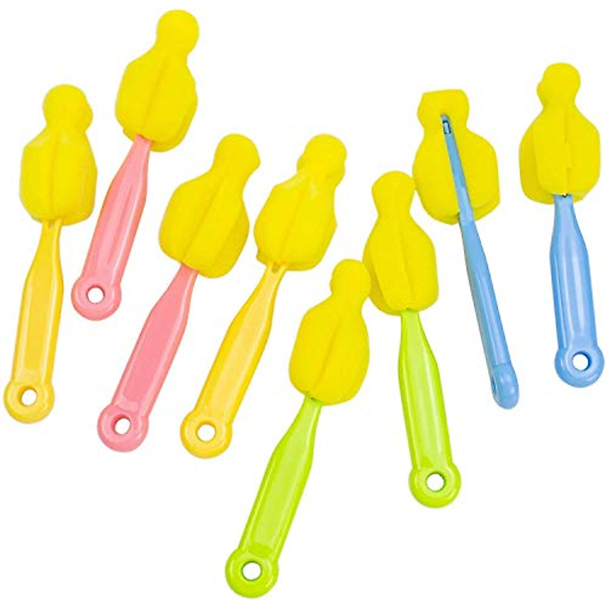 AUEAR, Milk Bottle Nipple Brushes Pacifier Sponge Cleaning Small Brush Cleaner Set for Bottles and Accessories (8 Pcs)