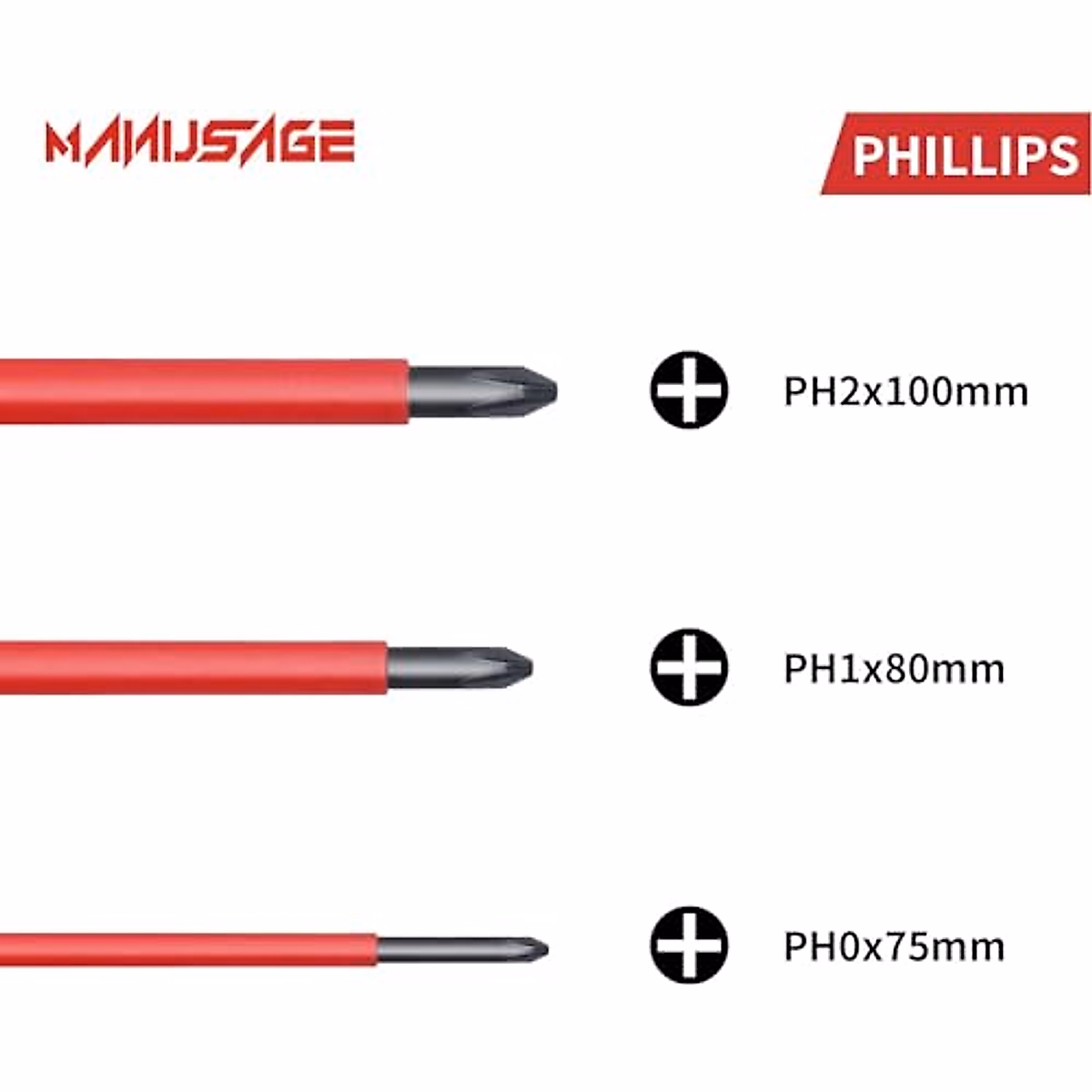 Manusage 1000V Insulated Electrician Screwdriver Set, 8-Pieces CR-V Magnetic Phillips Slotted Screwdriver Compatible with Tesla model 3 model y Cybertruck Charging stations