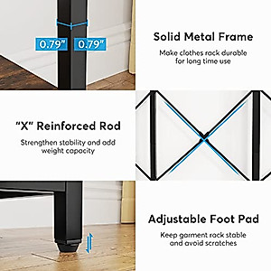 Tribesigns Clothes Rack with 2 Drawers, Freestanding Closet Organizer Garment Rack with Storage Shelves Hanging Rods and Hooks, Large Open Wardrobe Closet Clothing Rack for Bedroom