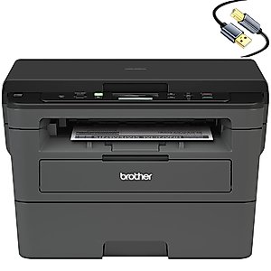Brother HL-L2390DB Compact Monochrome Laser Wireless All-in-One Printer for Business Office - Flatbed Print Copy Scan - 32 ppm, Duplex Two-Sided Print, 250-Sheet, CBMOUN USB Printer Cable