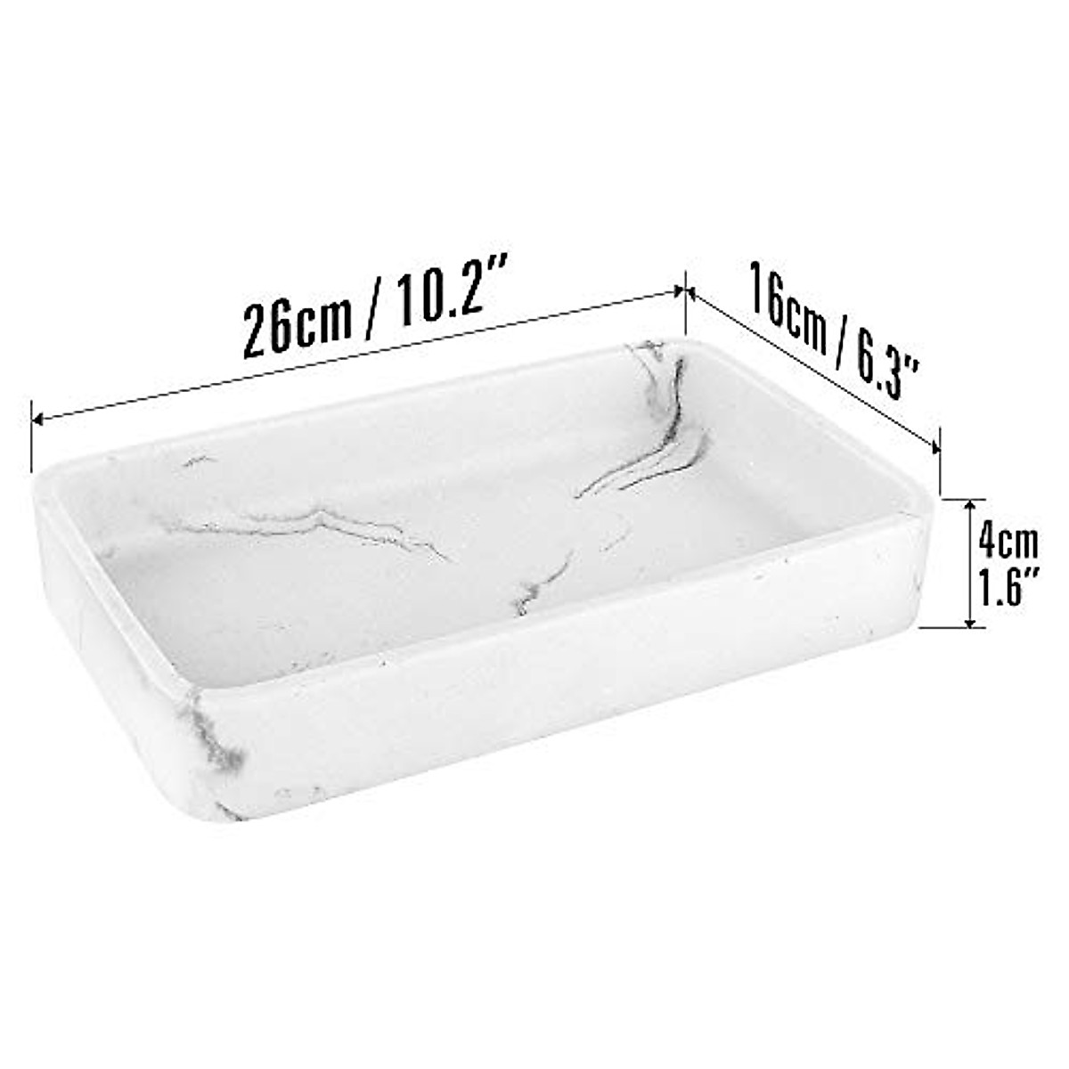 Luxspire Marble Bathroom Tray Rectangle Vanity Tray, 10 x 6 inch Large Perfume Tray Makeup Perfume Jewelry Ottoman Bath Tub Toilet Paper Organizer, Serving Storage Tray for Dresser Kitchen Countertop