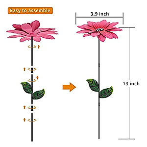 4Pcs/Set Metal Daylily Flower Garden Stakes,Metal Flowers Outdoor Decor Stake Yard Art Decoration,Garden Metal Plant Flowers Stick Spring Patio Decor
