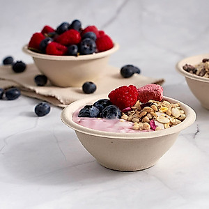 ZORRITA 150 Pack 8 oz Paper Bowls Disposable Small Compostable Soup Bowls Natural Sugarcane Biodegradable Bowls for Ice Cream, Desserts, Pet Food