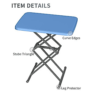 SOUNDANCE Small Folding Table, Adjustable TV Tray, Portable Dinner Table, Lightweight, Zero Assembly, Easy to Fold and Storage, Sturdy Desk for Home Garden Office Indoor Outdoor Use, Blue