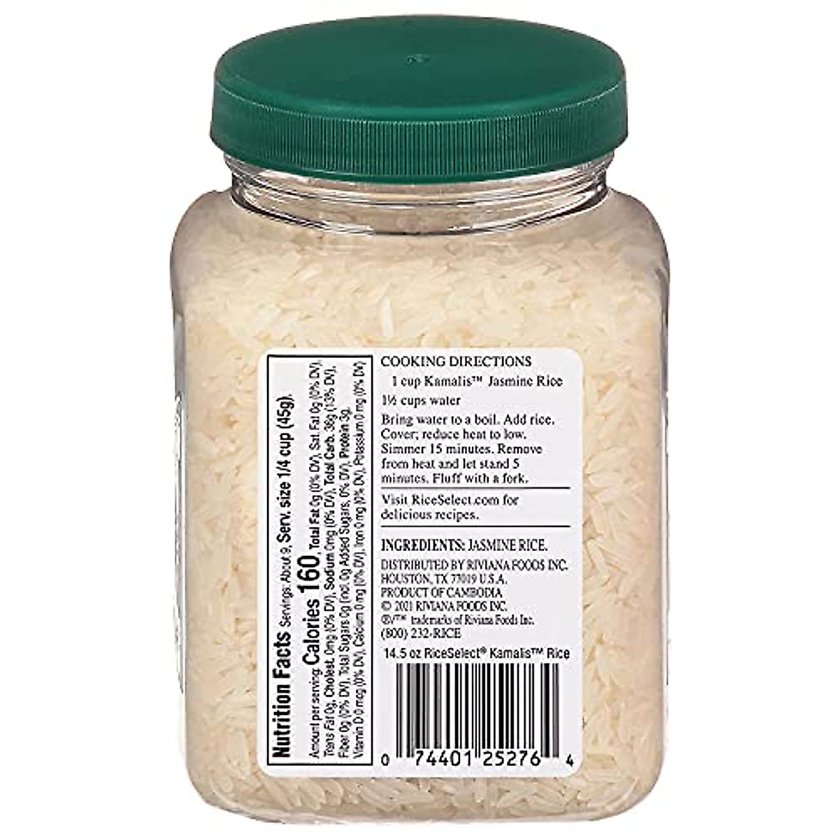RiceSelect Discoveries Kamalis Intensely Fragrant Jasmine Rice, Gluten-Free, Non-GMO, Vegan, 14.5 Ounce Jar