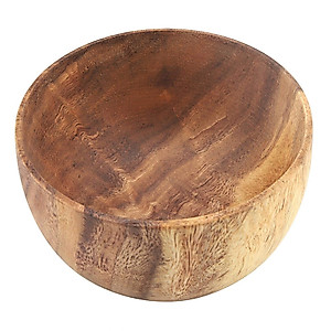 Bowl,Solid Acacia Wooden Bowl Wooden Hand-Carved Round Bowl Kitchen Tools For Salad Soup Rice Cereal Fruit Dips Sauce Nuts Appetizers Desserts(13 * 7cm)