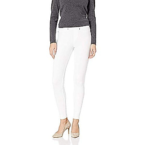 HUE womens Solid Color Original Jeanz Denim Legging Hosiery, White, Large US