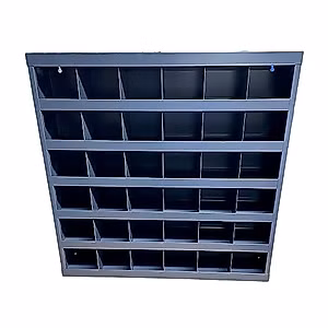 M&M Fasteners 36 Compartment Pigeonhole Bin Unit - Metal Bolt Bin - Metal Cabinet