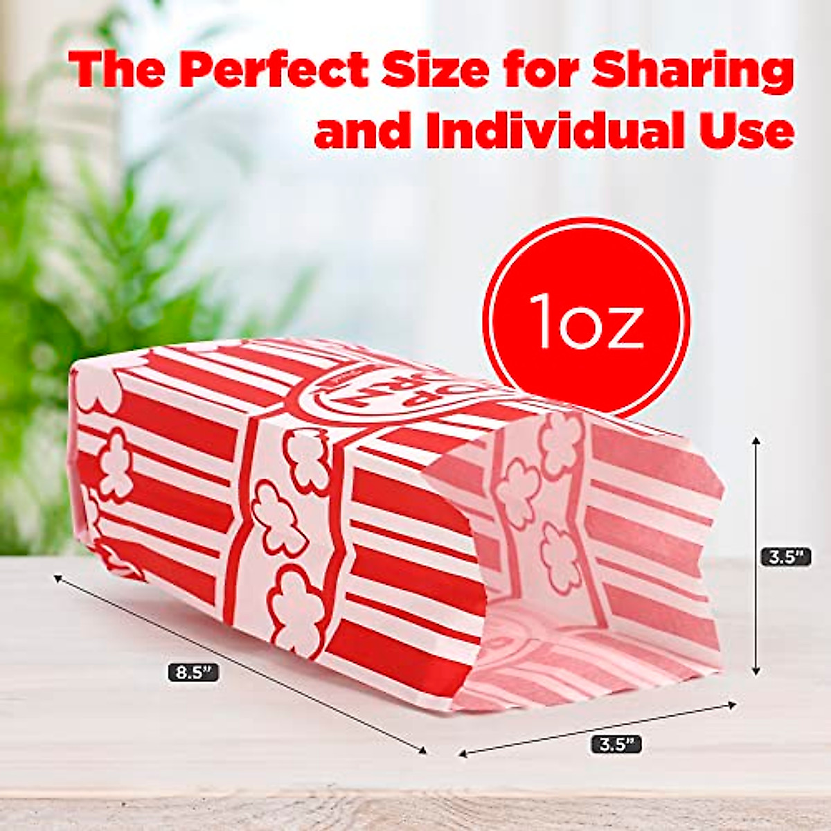 400 Popcorn Bags 1 Once - Perfect Size for Theater, Movies, Birthday Parties Celebration - Great Carnival Light Snacking Bags - Popcorn Bags for Party - Sturdy Paper Bags. (400)