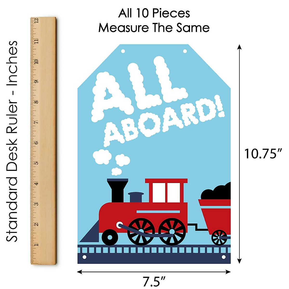 Big Dot of Happiness Railroad Party Crossing - Hanging Vertical Paper Door Banners - Steam Train Birthday Party or Baby Shower Wall Decoration Kit - Indoor Door Decor