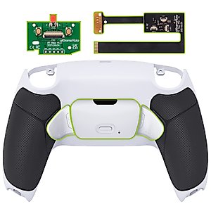 eXtremeRate Black Rubberized Grip Programable RISE 2.0 Remap Kit for PS5 Controller BDM 010 BDM 020, Upgrade Board & White Redesigned Back Shell & White Back Buttons for PS5 Controller - NO Controller