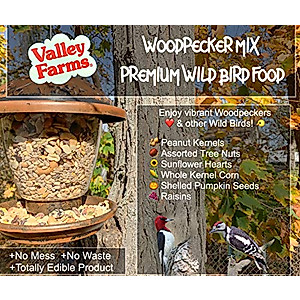 Valley Farms Woodpecker Mix with Sunflower Hearts - No Mess No Waste Wild Bird Food (15 LB)