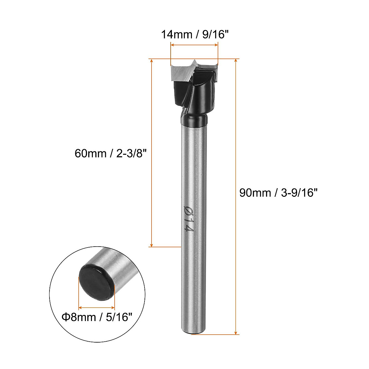 HARFINGTON Forstner Drill Bit 14mm (9/16") Tungsten Carbide Wood Forstner Bit Opener Cutter for Hinge Hole Drilling Woodworking, Black