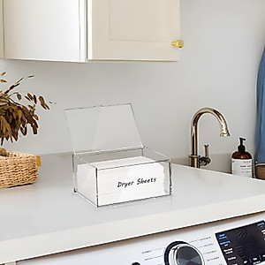 Simetufy Dryer Sheet Holder for Laundry Room, Acrylic Laundry Clear Dryer Sheets Dispenser Container Box with Lid for Organizing Fabric Dry Sheet, Laundry Pods