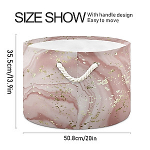 xigua Cotton Rope Basket Rose Gold Abstract Marble Baby Laundry Basket Blanket Kids Toy Storage Basket Glove Box