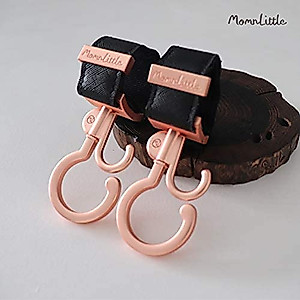 MomnLittle Multi-Purpose 2 Pack Stroller Hooks(ROSE GOLD) Leather Purse & Bags Hooks for Stroller Hook Accessories Bag Holder for Wagon Buggy